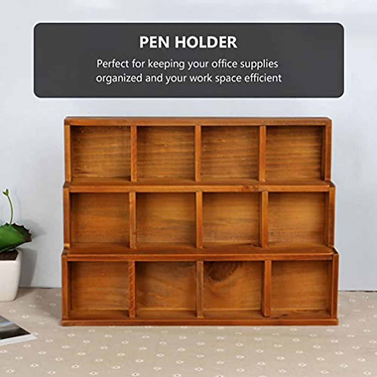 NUOBESTY Wooden Freestanding Wall Mounted Shadow Box Display Shelf Stair Step Case Vintage Shelving Box Unit Cabinet Organizer for Doll Figurines Pot 37. 8x27. 8x14. 2cm