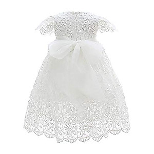 Xangirl Baby Lace Baptism Dress with Bonnet Embroidered Gown for Girls Christening Baptism Birthday Party