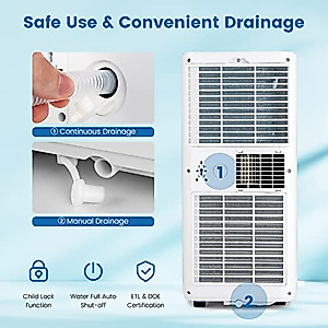 COSTWAY 10000 BTU Portable Air Conditioner, Personal AC Unit with Dehumidifier & Fan Mode, Sleep Mode, 24H Timer, LED Display, Child Lock, Remote Control, Cool Rooms up to 350 Sq.Ft (10000BTU)