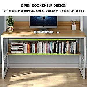 Tribesigns Computer Desk with Hutch, 47 inches Home Office Desk with Space Saving Design with Bookshelf for Small Spaces (Light Walnut, 47)