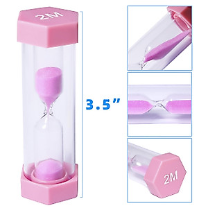 PROLOSO 6 Pcs Colorful Sand Timers Set Platic Sandglass Hourglass Sand Clock Timer 30sec/ 1min/ 2mins/ 3 Minutes/ 5 Minute/ 10mins for Kids Games Classroom Home Office Kitchen