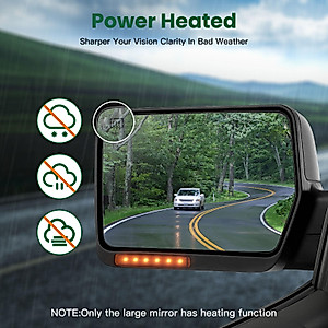 SCITOO Towing Mirror 2004-2006 for Ford for F-150 Rear View Mirror Automotive Exterior Mirror with Power Heated Front LED Signals (Passenger Side)