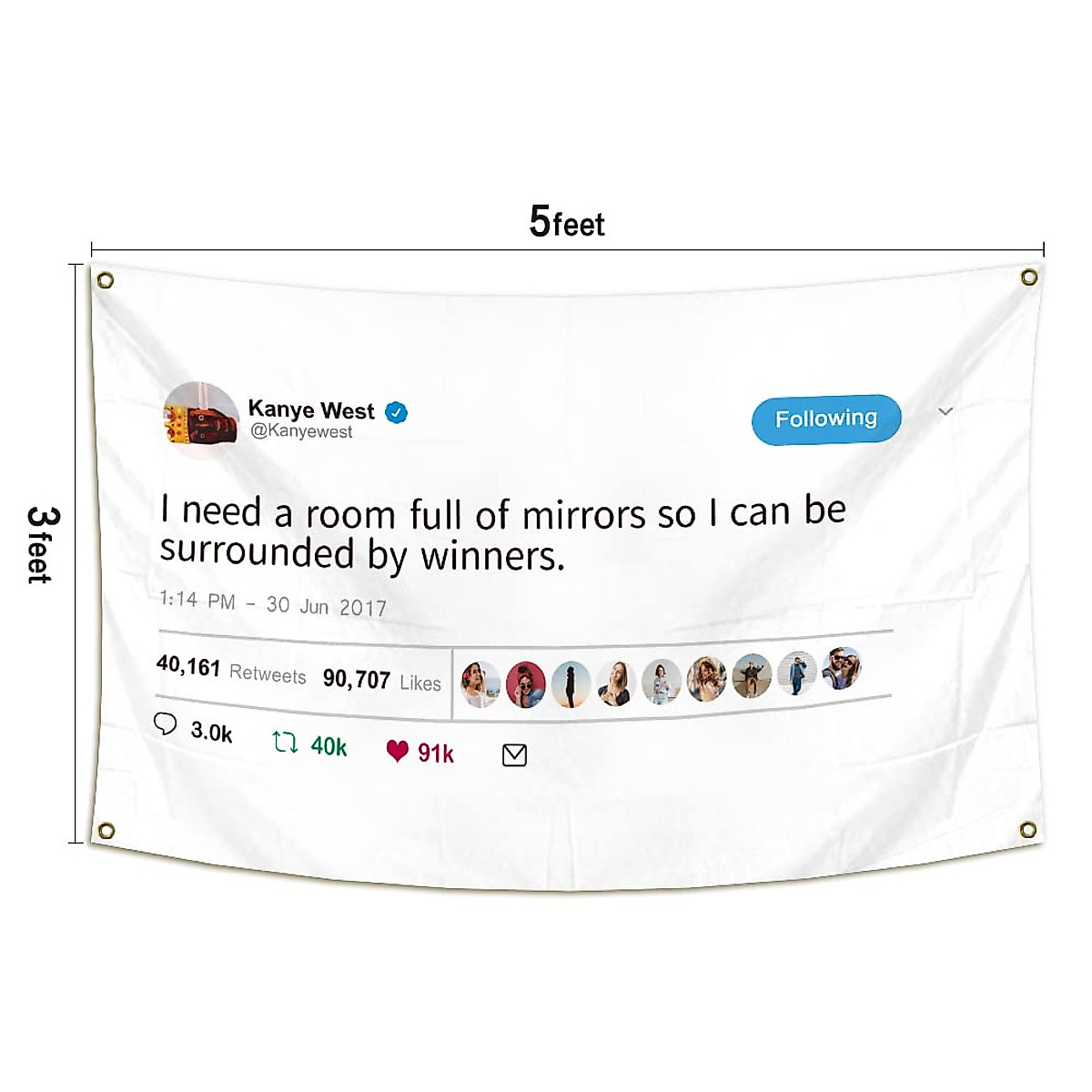 DESFLOPY I Need A Room Full of Mirrors So I Can Be Surrounded by Winners Flag for Man Cave Wall College Dorm Room Decor,Parties 3x5 FT, White