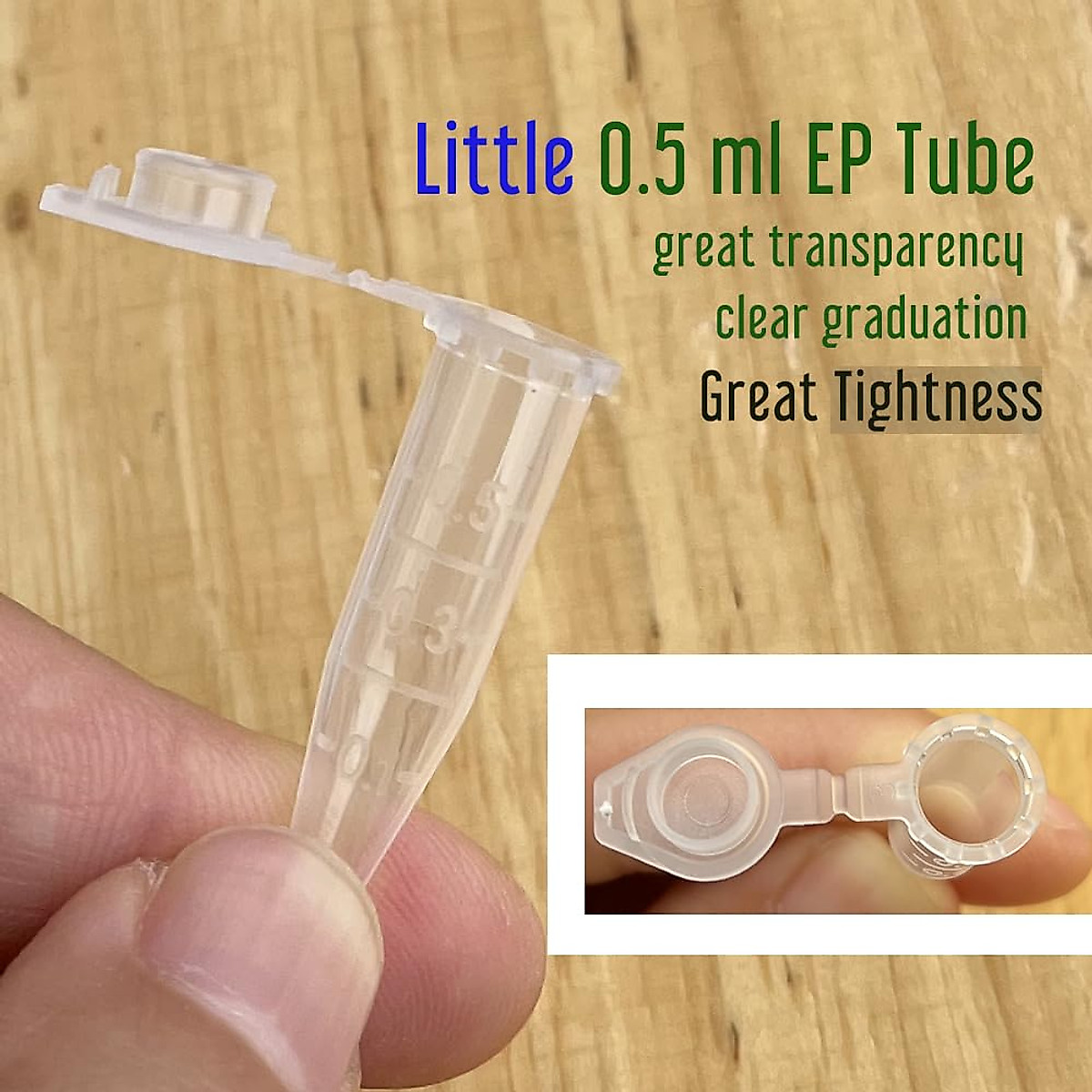 LAMPPE 4 Size 0.2ml 0.5ml 1.5ml 2ml Microcentrifuge Tube Graduated Holder Vial Tiny Container with Snap Cap, Clear EP Tube for Tiny Seeds Scre Storage Sample Tube (100 in Total)