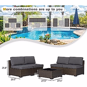 ide·o Patio Furniture Sets Backyard Furniture - Patio Conversation Sets, Wicker Patio Furniture, Outdoor Patio Set, Outdoor Patio Furniture(Grey)