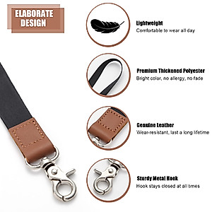 Lanyards for Keys, Black Keychain Long Lanyard for Women Men, Cute Neck Lanyard for ID Badges Wallet