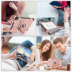 BENTOBEN case for iPad 9th / 8th/ 7th Generation 10.2 ( 2021/2020/2019) Glitter Sparkly 3 Layers Shockproof Kickstand Protective Tablet Cover, Rose Gold