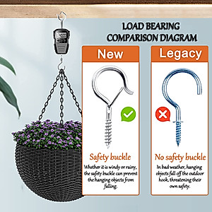 Fegdyi Christmas Lights Hooks Pack of 20 Q-Hanger Screw Hooks Wall Cabinet Ceiling Hooks with Safety Buckle Design for Outdoor String Lights Light House Garage New Year Party (Silver)