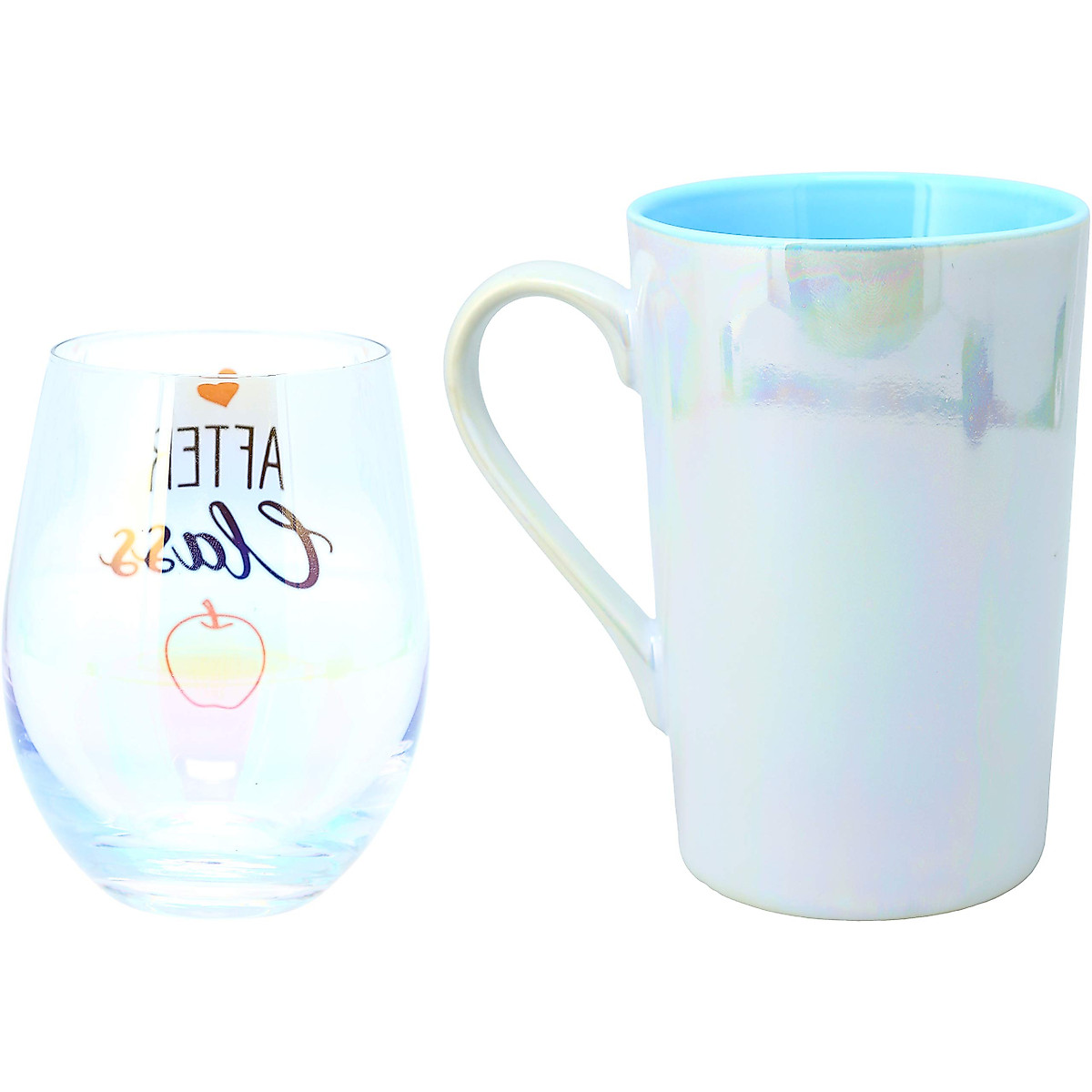 Pavilion Gift Company Before & After Class - 18 oz. Stemless Glass & 15 oz. Latte Cup Set