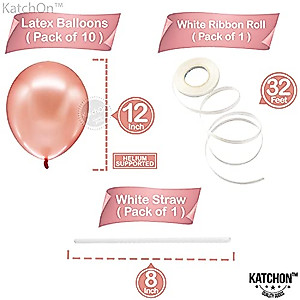 KatchOn, Bride Balloons Rose Gold Set - 16 Inch, Pack of 15 | Rose Gold Bride Balloon, Latex Balloons | Bride Balloons Bachelorette Party Decorations | Bride Decorations | Bridal Shower Decorations