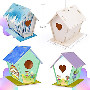 Kids Crafts Wood Arts and Crafts for Kids DIY Bird House Kit for Children to Build and Paint Reinforced Design - (Includes Paints & Brushes) Creative Kids Activities for 3+ Year Old Boys and Girls