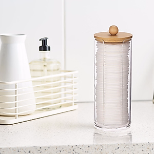 Tecbeauty Cotton Pads Holder Makeup Removers Bathroom Organizer Storage Cotton Rounds, Clear