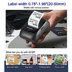 CLABEL Barcode Label Printer, 221B Bluetooth Thermal Label Maker Printer for Addresses, Business, Clothing, Labeling, Mailing, Compatible with Android & iOS System, with 1 Roll Label