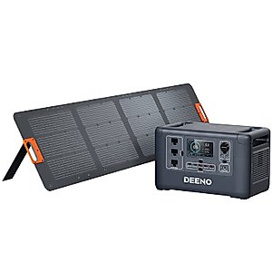 Portable Power Station with 200W Solar Panel, 1036Wh LiFePO4 (LFP) Battery, 1500W AC Outlets Solar Generator for Outdoors, Camping, RVs, Home Backup Power DEENO X1500