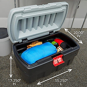 Rubbermaid ActionPacker Lockable Storage Box, 35 Gal, Grey and Black, Outdoor, Industrial, Rugged