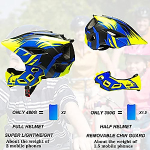 Natuway Kids Full Face HelmetS for Cycling Scooter Skateboard BMX Bike Roller-Skate Protective Gear Blue