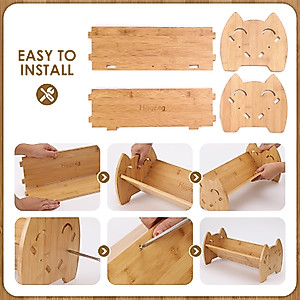 Hggzeg Bamboo Children Bookcase Small Desktop Kids Bookshelf Storage Display Rack, Simple Book Organiser for Children's Room