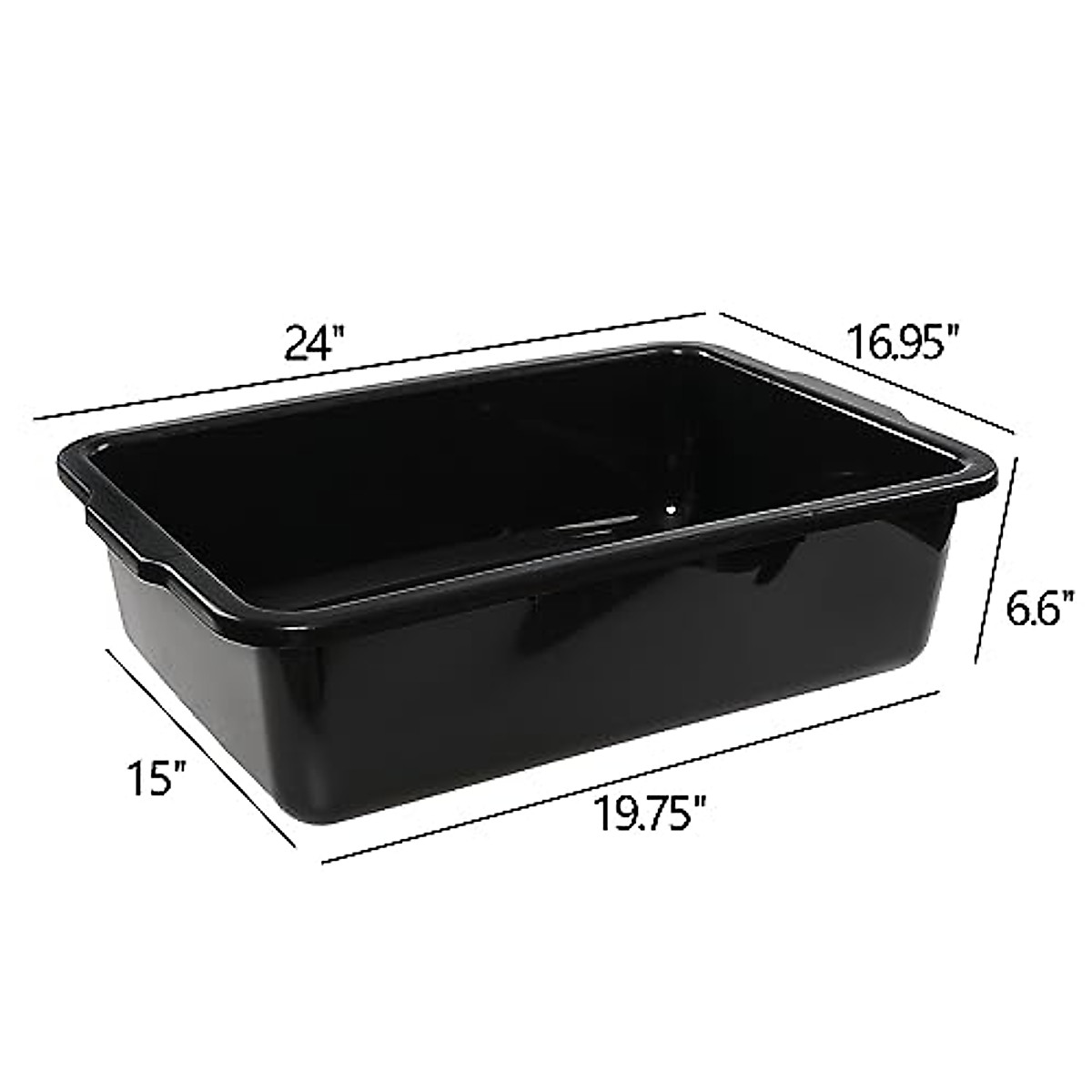 Uumitty Black Commercial Bus Tubs, 32 L Plastic Bus Box/Wash Basin, 4 Packs