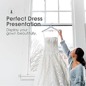 Pearhead Mrs. Wedding Dress Hanger for Bride to Be - Elegant Bridal Hanger, Ideal Keepsake for Wedding Day Photos and Gift for Bride, Wooden Hanger with Cursive Wire Lettering, White and Silver