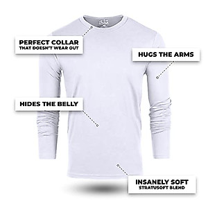 Fresh Clean Threads Mens White Long Sleeve T-Shirt - Pre Shrunk Soft Fitted Premium Classic Tee - Men's T Shirts Cotton Poly - Medium