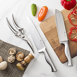 Kangdelun 15 PCS Knife Block Set, Ultra Sharp High Carbon Stainless Steel, Ergonomic Non-Slip Handle