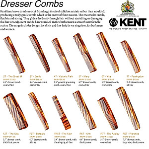 Kent 7T Handmade All Fine Tooth Pocket Comb for Men, Hair Comb Straightener for Everyday Grooming Styling Hair, Mustache and Beard, Use Dry or with Balms, Saw Cut and Hand Polished, Made in England