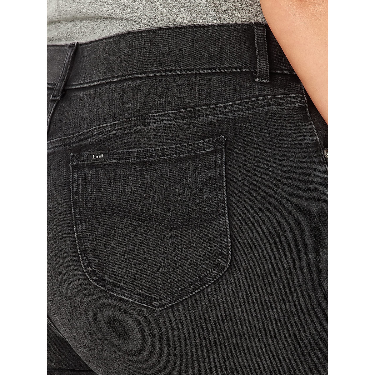 Lee Women's Size Ultra Lux Mid-Rise Slim Fit Straight Leg Jean, Black, 24 Plus