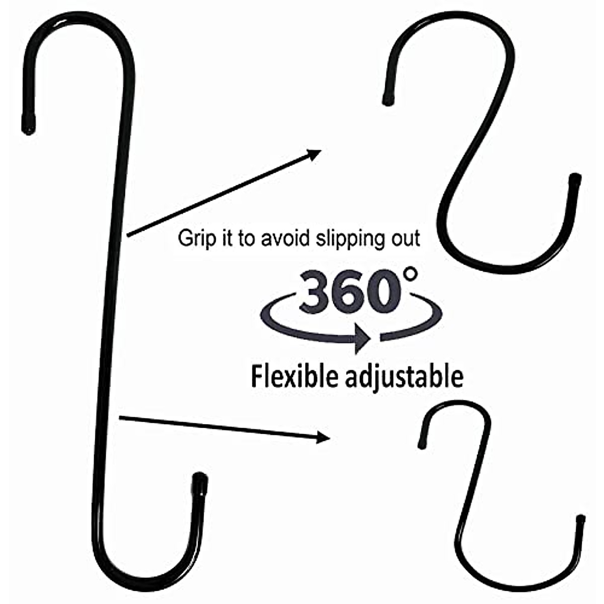 23 inch Rustproof Metal S Shaped Hooks Tree Branch Hooks Hangers Hooks for Hanging Bird Feeders, Baths, Baskets, Plants, Lanterns, Ornaments - 3/PK