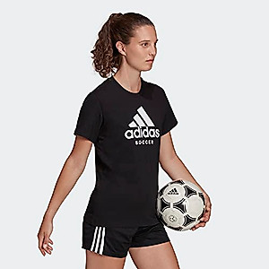 adidas Women's Soccer Logo Tee, Black, X-Small