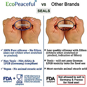 EcoPeaceful 316 Surgical Stainless Steel Mason Jar Lids WIDE Mouth -ORIGINAL DESIGN- Stackable w/Pull-Tab Silicone Seal. Rust-proof, Airtight, Leak-Proof, BPA-Free, PVC-Free, Vegan - Not for Canning