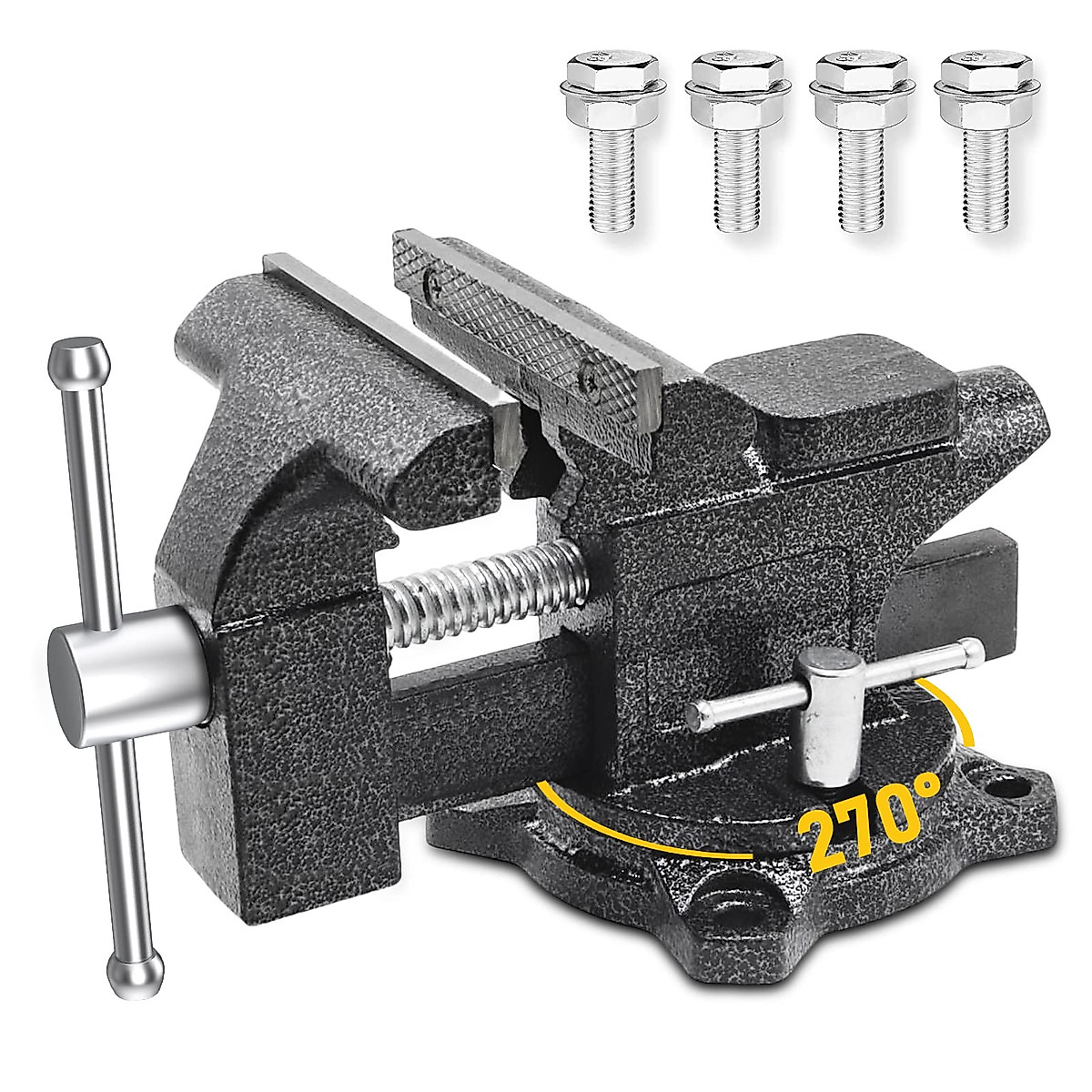 Bench Vise, 4-1/2" Heavy Duty Bench Vice, Vice for Workbench - Multi-jaw with Swivel Base - Table Vise with Anvil, Forged Steel Bench Pipe Home Vise for Woodworking,Home Workshop and DIY Jobs