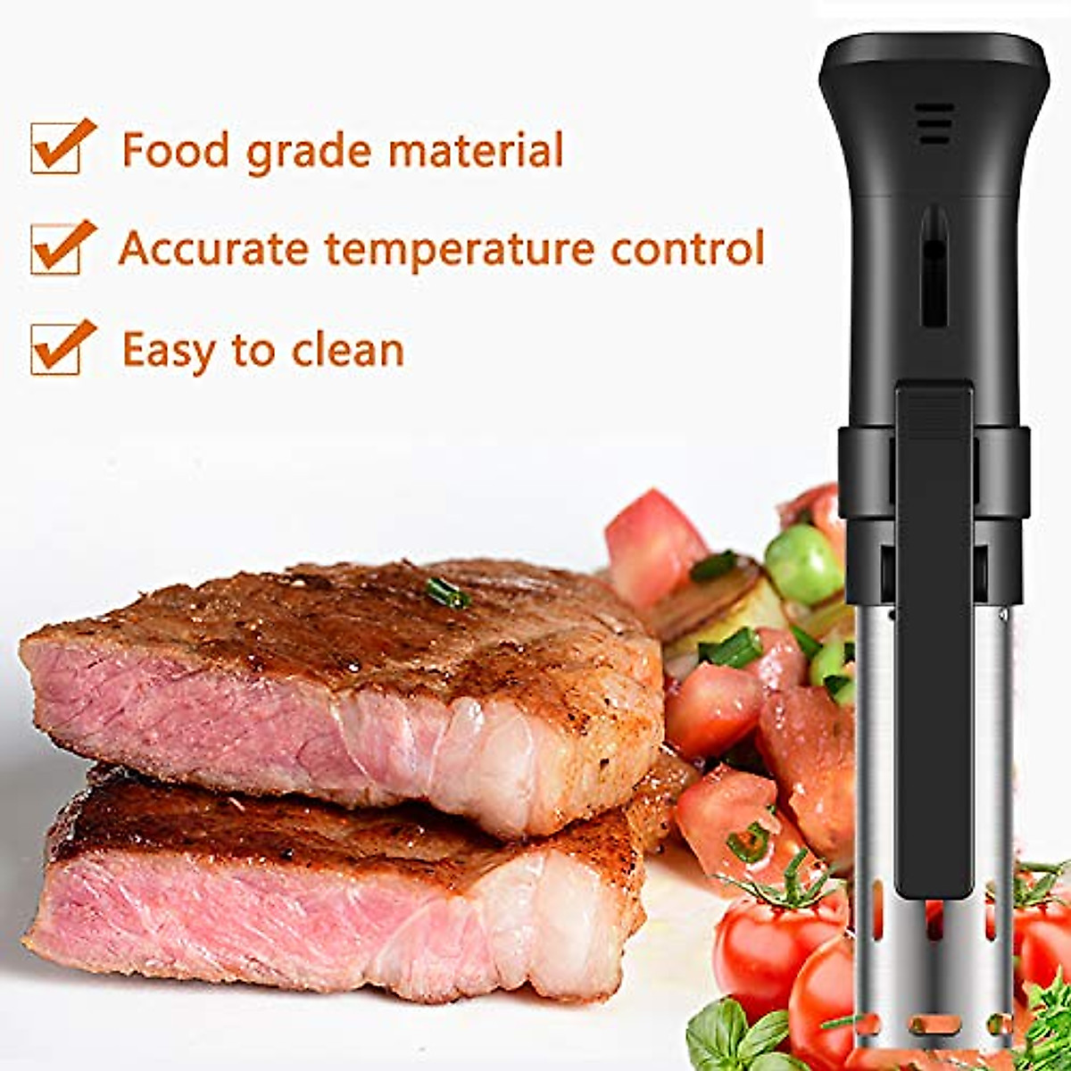 Fityou Sous Vide Cooker 1100W, Thermal Immersion Circulator with Recipe and Adjustable Clamp, Sous Vide Heater with Accurate Temperature & Digital Timer, Ultra Quiet Stainless Steel