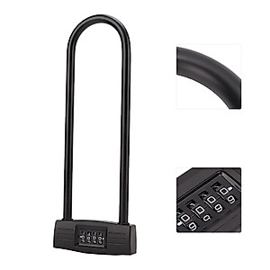 Bike U Lock, Lengthen 4 Digit Combination Resettable Padlock, and Waterproof, Suitable for , Electric Scooter