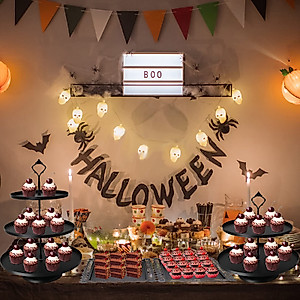 Set of 4 Pcs Iron Cake Stand Cake Holder Dessert Serving Trays for Wedding Birthday Party Baby Shower Halloween Display (Black)