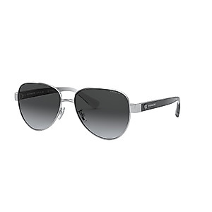 Coach HC7111 Sunglasses, Silver/Dark Grey Gradient Polarized, 57 mm