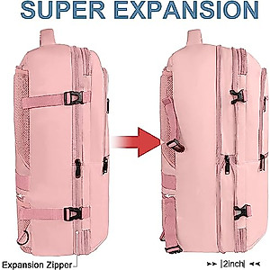Carry on Bag,Expandable Travel Backpack Airline Approved,Water Resistant 40L Large Backpack,Anti-Theft Suitcase Luggage Overnight Weekender Daypack Duffel Bag Travel Essentials Gift for Travelers,Pink