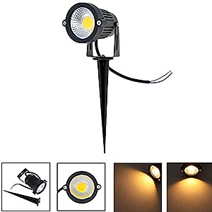 Youngine 12V Outdoor LED Lawn Light Lamps Landscape Spotlight 5W COB Garden Patio Wall Yard Path Decorative Lighting with Spiked Stand, Pack of 2 (Warm White),NO Plug