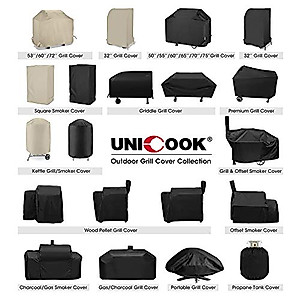 Unicook Charcoal Offset Smoker Cover, Outdoor Heavy Duty Waterproof Smokestack BBQ Grill Cover, Fade and UV Resistant Material, Compatible with Brinkmann Trailmaster, Char-Broil Smokers and More