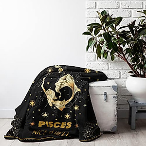 Henazin Pisces Gifts, Pisces Gifts for Women Men, Pisces Decor, Pisces Blanket, Pisces Zodiac Gift, Pisces Astronomy Gift, Pisces Birthday Gift for Women Men, Constellation Gift Blanket 50"X60"