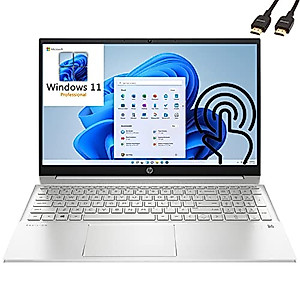 HP 2023 Pavilion 15 15.6" Touchscreen FHD Business Laptop, 12th Gen Intel 10-Core i7-1255U, 32GB DDR4 RAM, 1TB PCIe SSD, WiFi 6, Bluetooth 5.3, Backlit Keyboard, FR, Windows 11 Pro, BROAG HDMI Cable