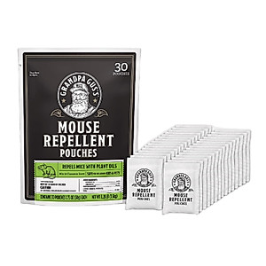 Grandpa Gus's Natural Mouse Repellent Pouches, Cinnamon/Peppermint Oils Repel Mice from Nesting & Freshen Air in Home/Cabin/Boat/Car/Storage/RV/Machinery/Shed, 1.75 Oz (30 Pouches)