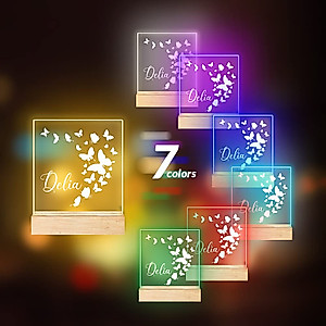 Wucidici Personalized Name Night Light with Butterfly, Custom Name Led Lamp for Baby Kids, Brighter Made Customized Night Light Gift for Girl Boys