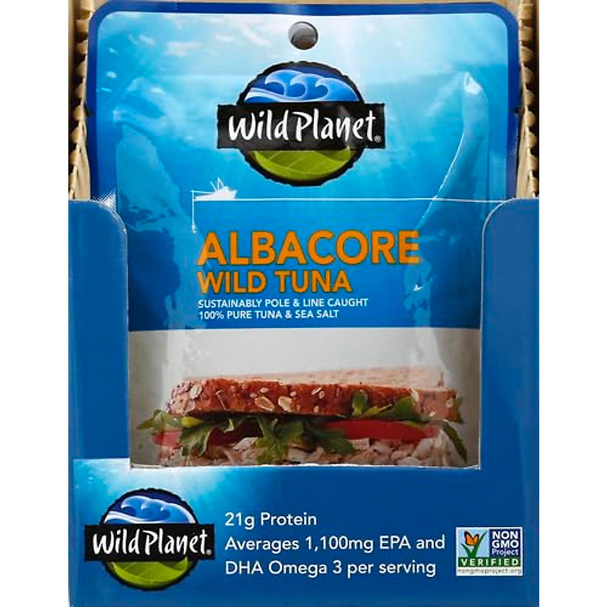 Wild Planet Wild Albacore Tuna, Sea Salt, Sustainably Wild-Caught, Kosher, Gluten Free, Keto and Paleo, 3rd Party Mercury Tested, 3 Ounce Pouch (Pack of 1)