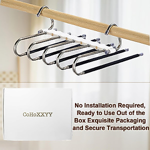 CoHoXXYY Pants Hangers Space-Saving: Non-Slip, Organize Multiple Types of Pants with Ease - Jeans, Trousers, Leggings, Scarves (2 Pack)