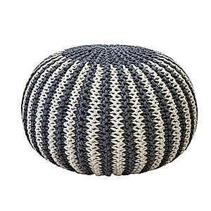 XJJZS Lovely Home Decorative Patio Seating Hand Knitted Style Cotton Woven Removable Footstool Ottomans Round Floor Pouf Stool (Size : 50)
