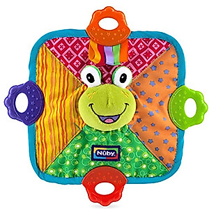 Nuby Teething Blankie Characters May Vary, Red/Yellow/Green/Orange/Blue, 1 Count