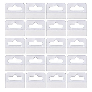 AIEX 200 Pieces Clear Sticky Hanging Tabs, Slot Hole Self Adhesive Hang Tabs, Tag Hook for Sale Items, Store Retail Display (1.8x1.6inch)