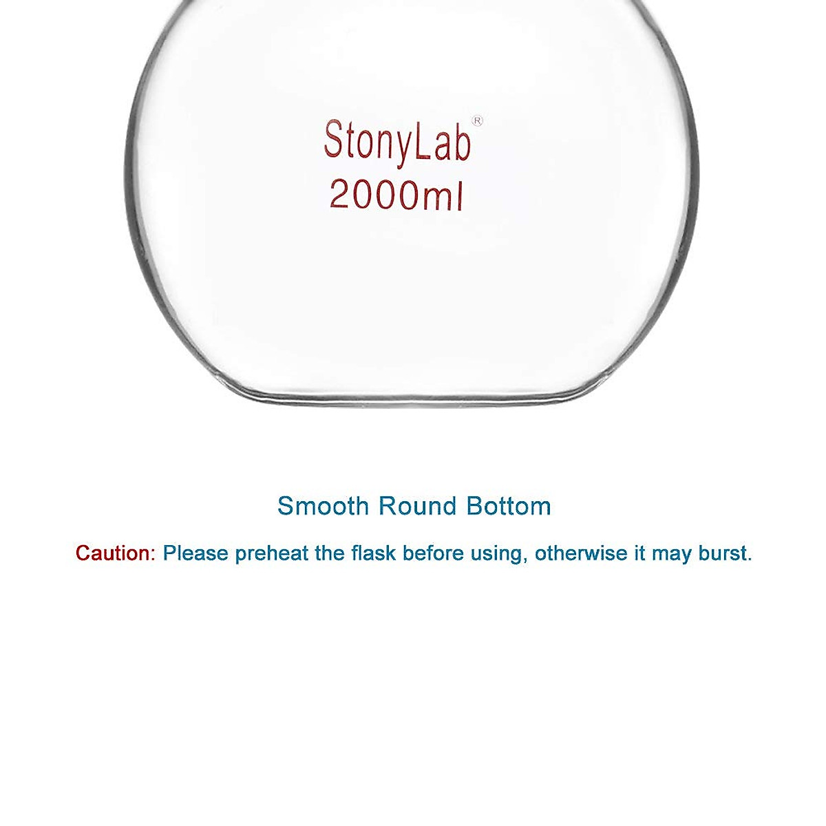 stonylab Heavy Wall Single Neck Borosilicate Glass Flat Bottom Boiling Flask, with 29/42 Standard Taper Outer Joint, 2000ml