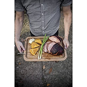 PK Grills Solid Teak Wood Cutting Board for Kitchen, Outdoor, Meat, BBQ, Food, Wooden Chopping Block with Stainless Steel Hanger, PKUA-CB-TW-X
