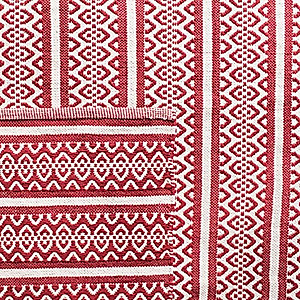 SAFAVIEH Montauk Collection Runner Rug - 2'3" x 8', Ivory & Red, Handmade Flat Weave Boho Farmhouse Cotton, Ideal for High Traffic Areas in Living Room, Bedroom (MTK341C)